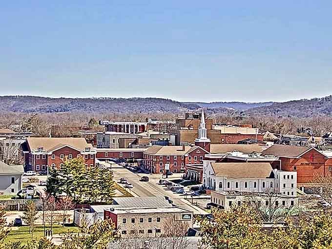 Historic buildings frame a downtown that looks like it stepped straight out of a simpler, sweeter time.