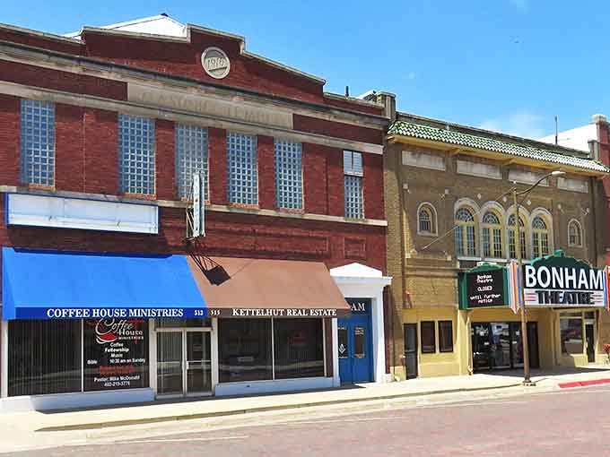 The Bonham Theatre marquee stands as a beacon of entertainment where movies don't require a second mortgage.