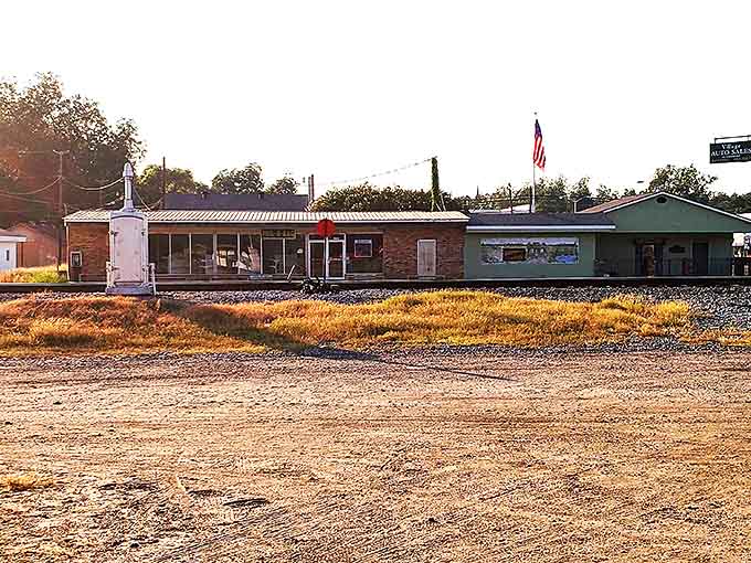 The railroad tracks and modest buildings of Mer Rouge whisper stories of simpler times. Norman Rockwell would approve!