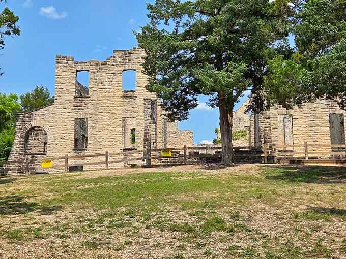 Castle ruins rising from Missouri hills prove you don't need a passport for European grandeur.