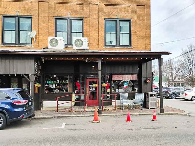 That red door isn't just an entrance, it's a portal to comfort food heaven and small-town charm.