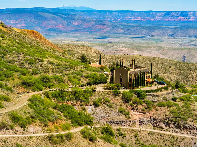 Jerome clings to this mountainside like it's auditioning for a role in a spaghetti western about gravity-defying architecture.