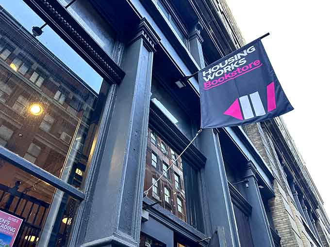 That distinctive sign hanging above Crosby Street is your beacon to literary paradise and affordable enlightenment.