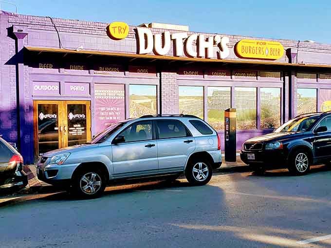 That glowing sign isn't just advertising, it's a beacon calling burger lovers home for the night.