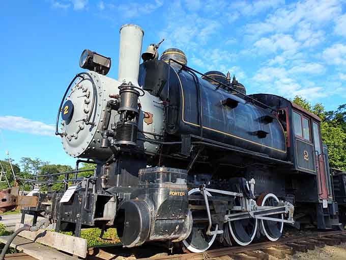 Every brass fitting and polished detail on this vintage Porter locomotive tells a story of American industrial craftsmanship at its finest.