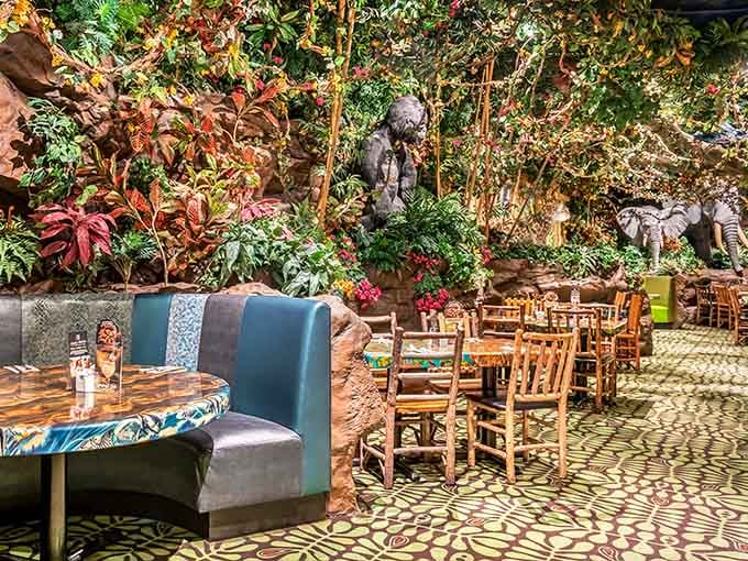 Dining under a canopy of jungle foliage while gorillas watch over you beats your average Tuesday night dinner plans.