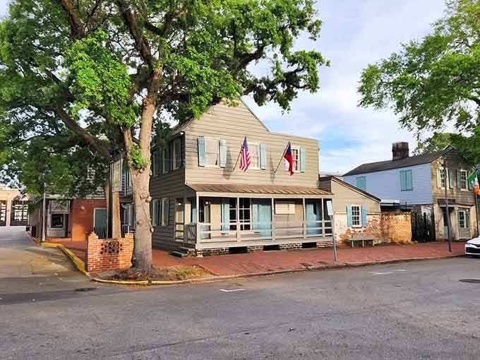 That weathered clapboard exterior isn't just for show, it's earned every creak and story over centuries of Savannah history.