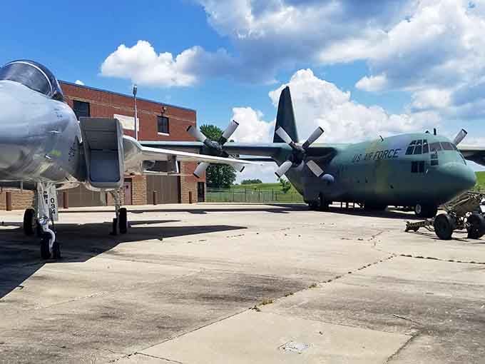 This sleek fighter aircraft stands guard outside the museum, a silent sentinel to American air superiority through the decades.