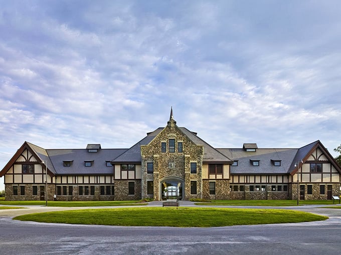 This stunning stone and timber building welcomes you like a grand estate should, minus the butler and champagne.