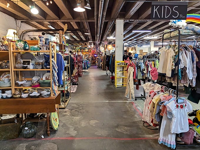 Wide aisles lined with everything from housewares to vintage clothing make browsing here an absolute pleasure.