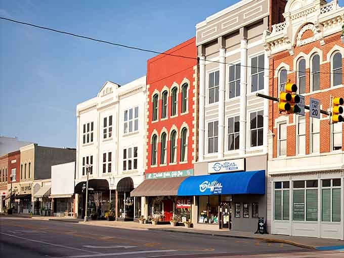 Downtown Anniston's colorful storefronts prove that architecture doesn't need to shout to get your attention.