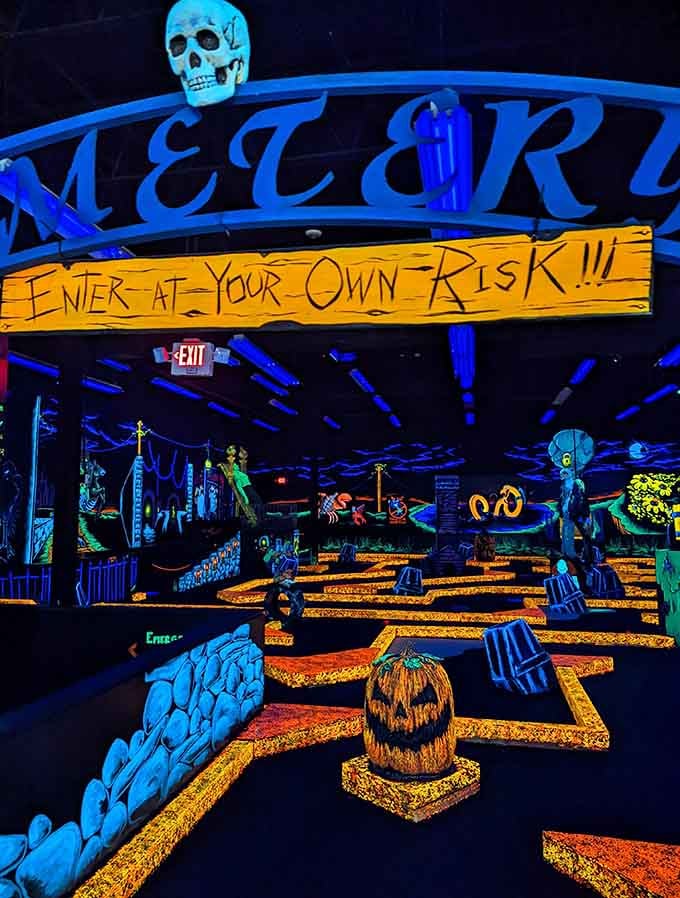 Enter a space where geometry and the supernatural collide, and every angle shines beneath blacklight magic.