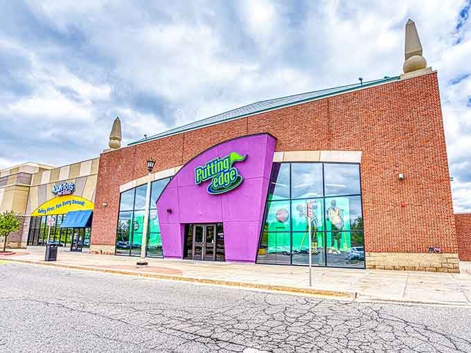 That bright purple facade isn't shy about announcing what's inside: pure neon-fueled fun awaits.