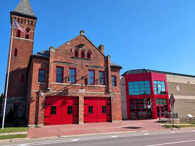 The striking red facade is impossible to miss, and it's only fitting for a place dedicated to firefighting history.