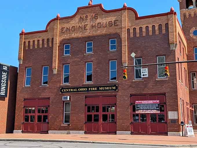 This historic firehouse stands proud on its corner, still looking ready to answer the call after all these years.