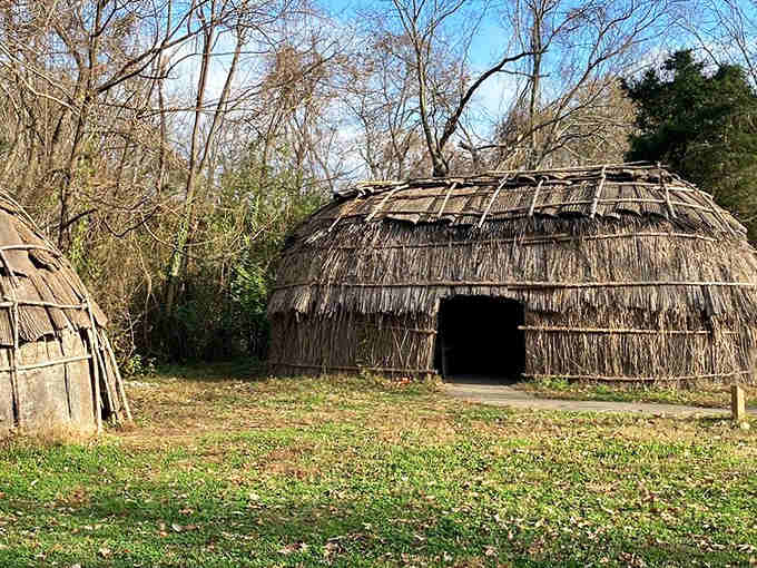 A traditional longhouse structure that proves ancient architecture knew what it was doing long before HGTV existed to tell us.