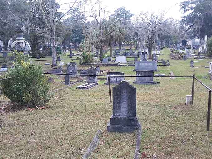 History stands still behind weathered stones and ancient oaks draped in nature's finest Spanish moss curtains.