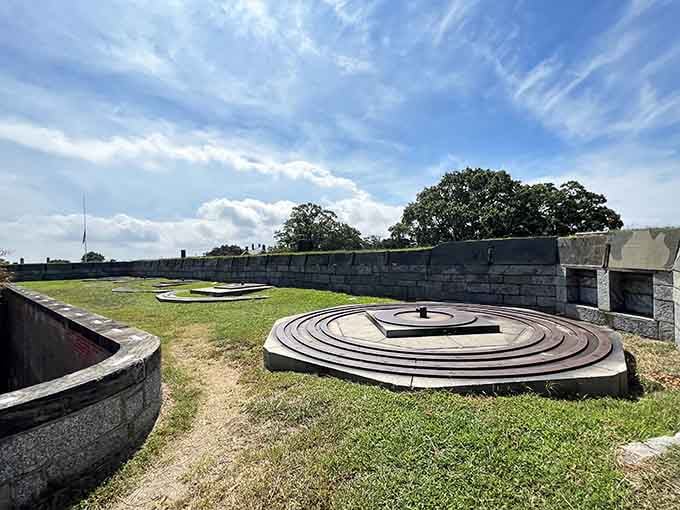Those circular gun platforms atop the ramparts once held cannons defending the bay, now they're perfect for sunset watching.