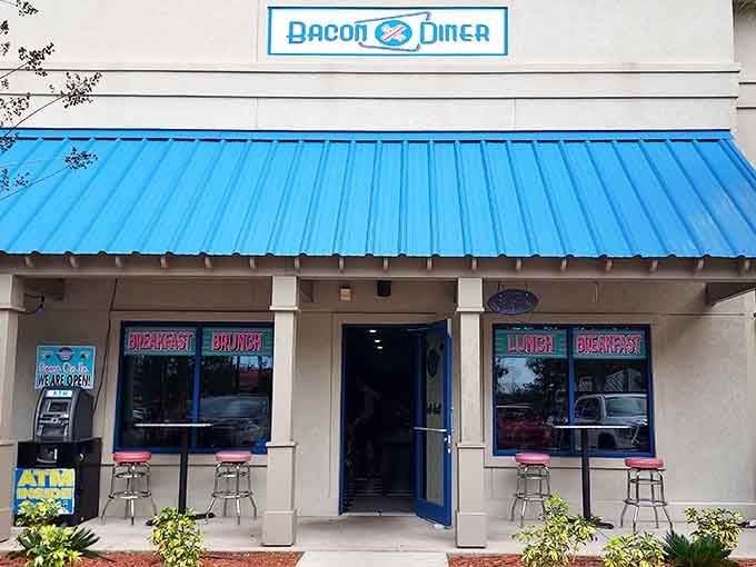 That bright blue awning isn't just decoration&mdash;it's a beacon guiding hungry souls to breakfast paradise in Bluffton.