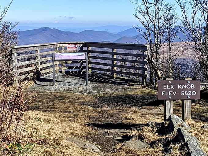 You've made it! The summit observation area at 5,520 feet elevation rewards your climb with absolutely breathtaking multi-state views.