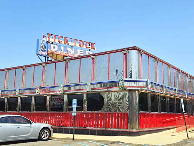 The iconic Tick Tock sign beckons like a lighthouse for the hungry, visible from miles away.