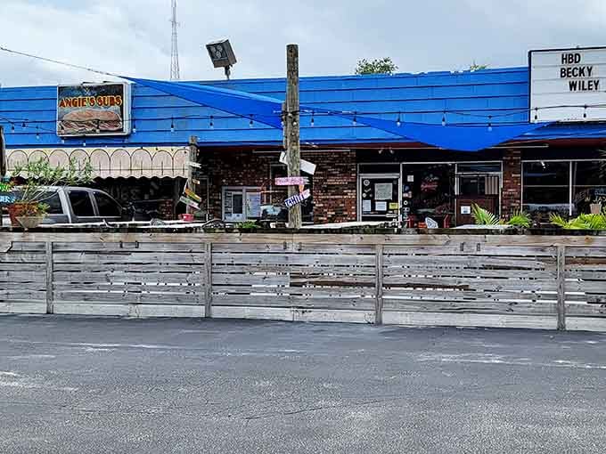 That bright blue roof isn't just for show; it's a beacon calling sandwich lovers home.
