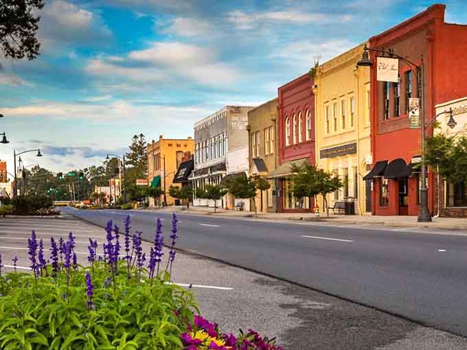 Downtown Guntersville stretches out like a postcard from a simpler time, complete with actual parking spaces.
