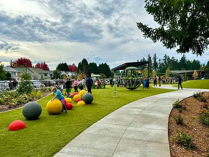 Those colorful spheres aren't just decoration, they're an invitation to roll, chase, and create playground chaos.