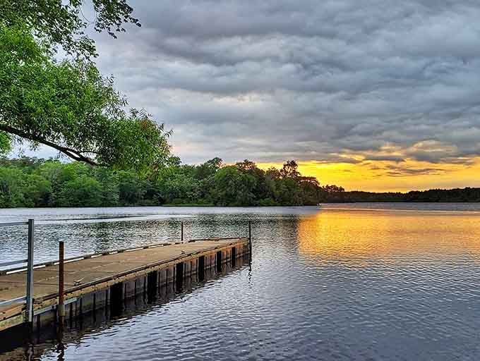 Golden hour at Parvin Lake turns the water into liquid sunshine, proving New Jersey sunsets rival anywhere else.
