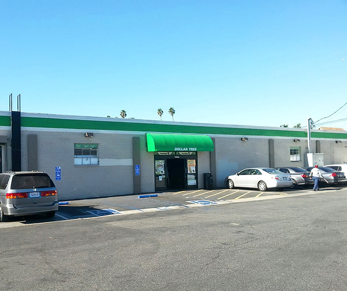 The iconic green awning beckons like a financial oasis in the desert of California's high prices. Welcome to bargain paradise!