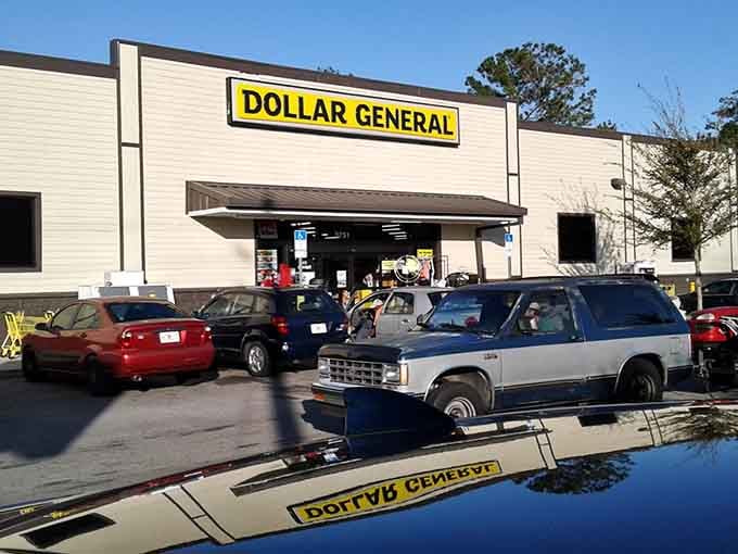 That yellow and black sign beckons like a lighthouse for budget-conscious shoppers navigating Florida's retail seas.