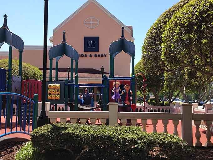 Family-friendly shopping at North Georgia Premium Outlets, with a playground for kids while parents snag deals at GAP.