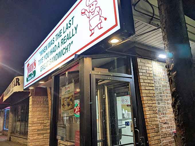 "When was the last time you had a REALLY great sandwich?" Tony's storefront asks the eternal question every Chicagoan must answer.
