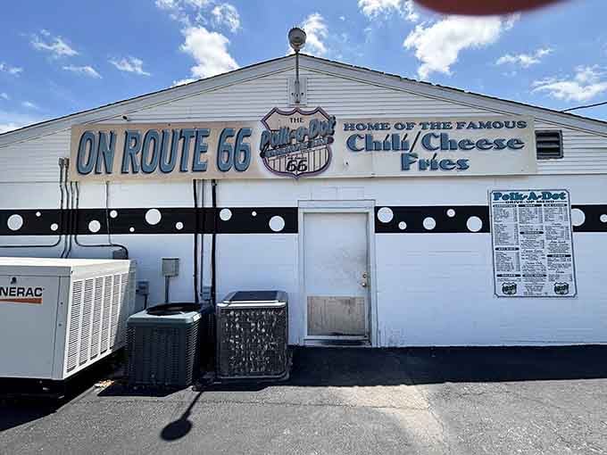 That polka dot trim isn't just decoration; it's a promise that something special awaits inside this Route 66 treasure.