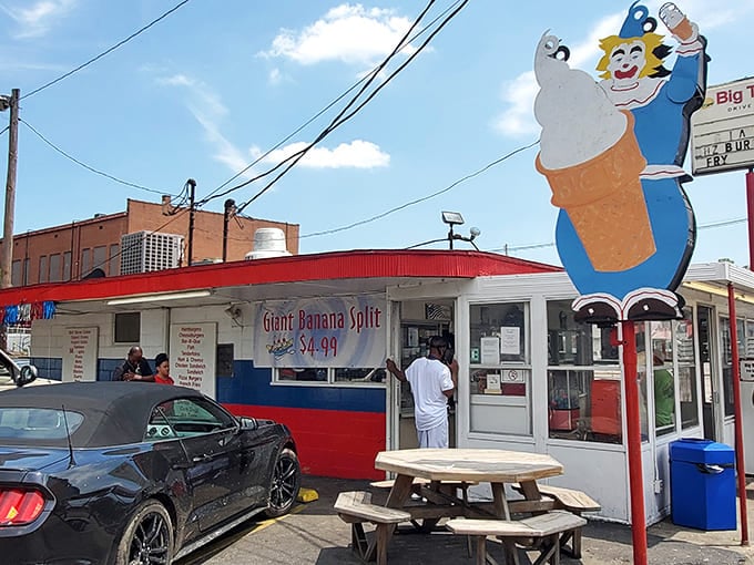 The iconic clown sign hoisting an ice cream cone isn't just a landmark—it's a beacon of hope for anyone with a sweet tooth in Evansville.