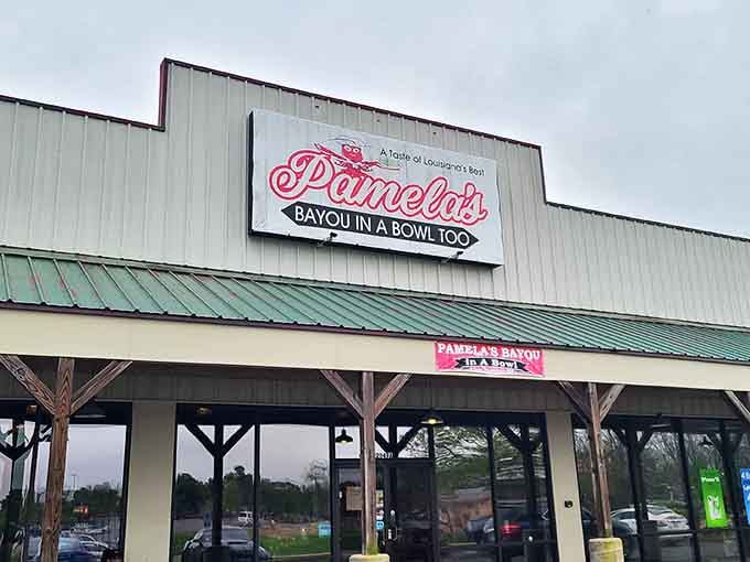 The unassuming exterior of Pamela's Bayou In A Bowl Too promises what every great Louisiana eatery should: authentic flavors without the fancy facade.