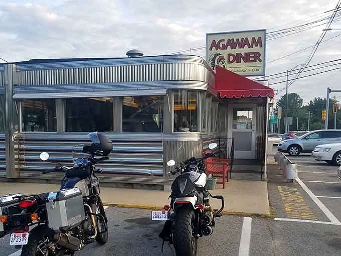 The gleaming stainless steel exterior of Agawam Diner stands like a time capsule on Route 1, beckoning hungry travelers with promises of perfect pancakes and pie paradise.
