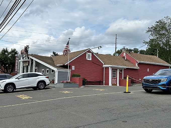 The classic red siding of Kinchley's stands proudly against the New Jersey sky, like a beacon calling hungry travelers home to pizza paradise.