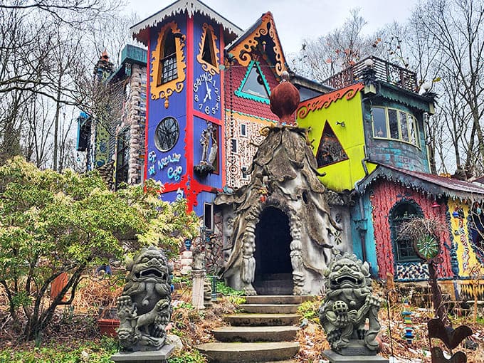 The entrance to Luna Parc looks like what would happen if Willy Wonka decided to build a house in the New Jersey woods.