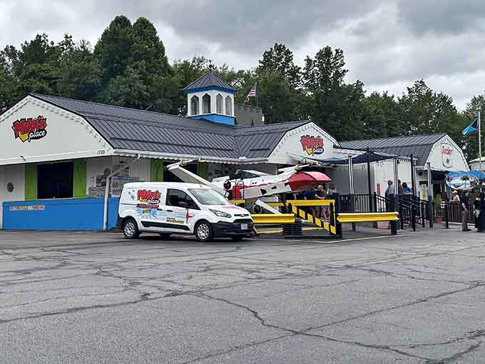 That cupola and outdoor seating setup tell you this place doesn't take itself too seriously, which is exactly right.