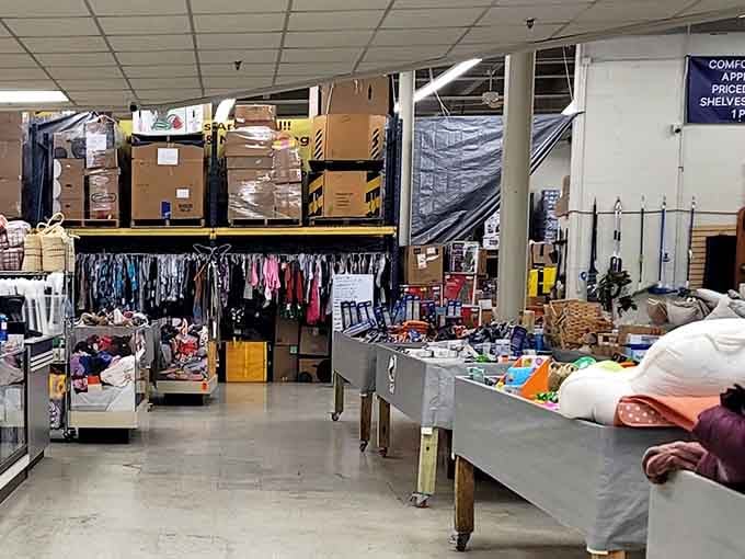 That warehouse exterior might look industrial, but inside awaits a treasure trove where bargain dreams come true daily.