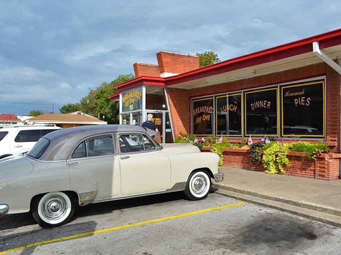 That vintage car parked outside isn't a prop – it's just another day at Norma's, where time stands deliciously still.