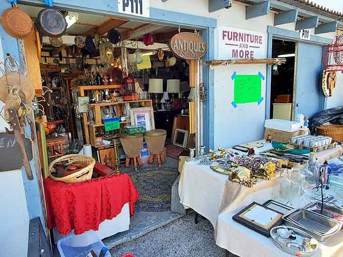 That antiques booth isn't messing around, displaying everything from vintage lamps to mysterious kitchen gadgets your grandmother would recognize instantly.
