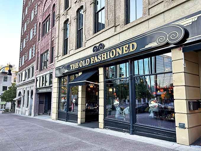 The Old Fashioned's elegant storefront stands proudly on Madison's Capitol Square, beckoning hungry visitors with the promise of Wisconsin comfort food perfection.