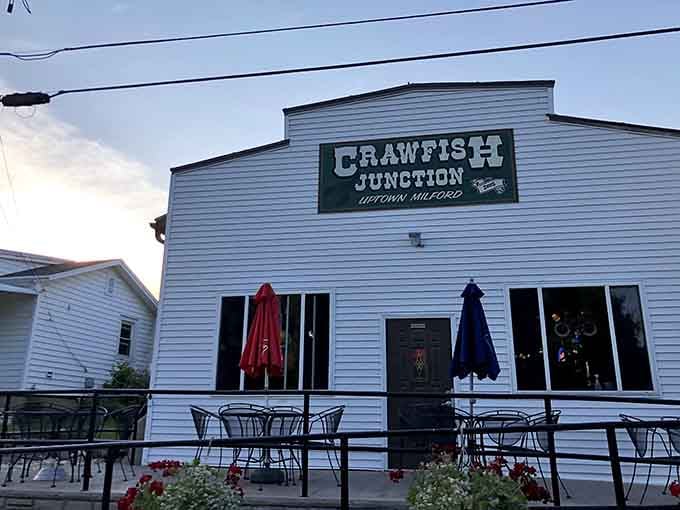The inviting patio setup with flower boxes shows this place cares about details, making even outdoor dining feel special and thoughtfully arranged.