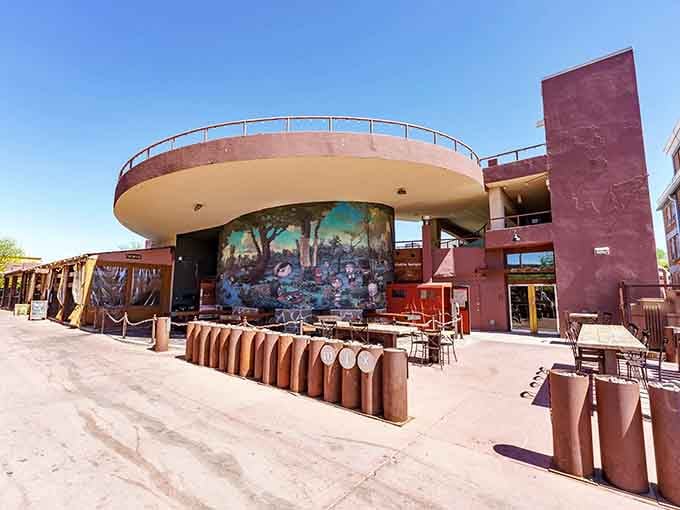 That distinctive architecture and outdoor mural make Diablo Burger impossible to miss on Flagstaff's historic Route 66.