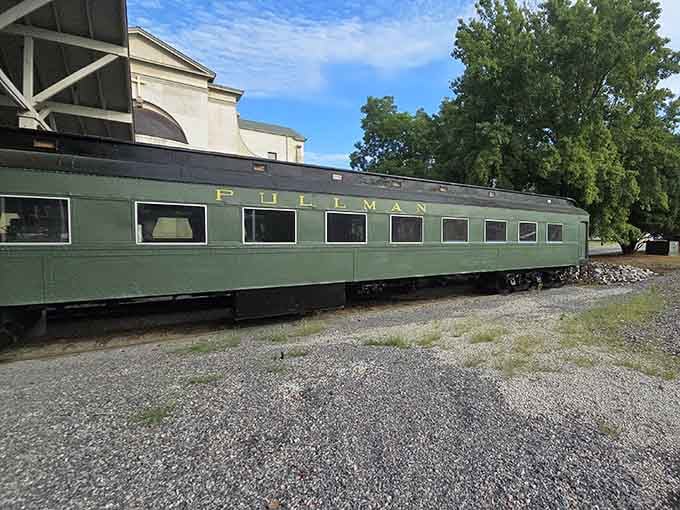 This green Pullman car isn't going anywhere, but it'll transport your imagination straight to railroad's golden age.