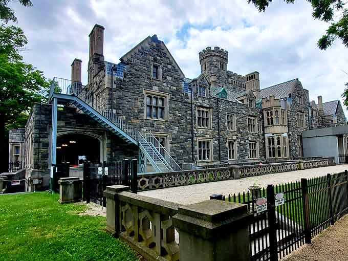 Medieval architecture meets modern-day New York, and somehow it works better than pineapple on pizza ever could.