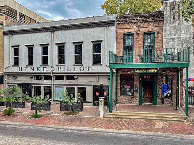 Standing proud, this unassuming facade hides Texas's oldest continuously operating bar inside its historic walls.