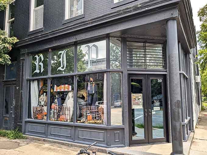 Those Gothic letters aren't just signage, they're a promise that Halloween never has to end if you don't want it to.